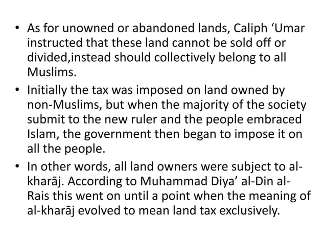 al kharaj in islamic land law | PPTX