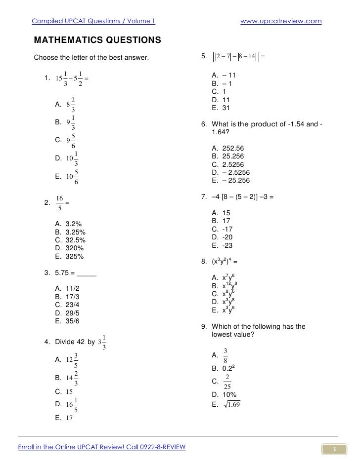 Compiled Upcat Questions 1