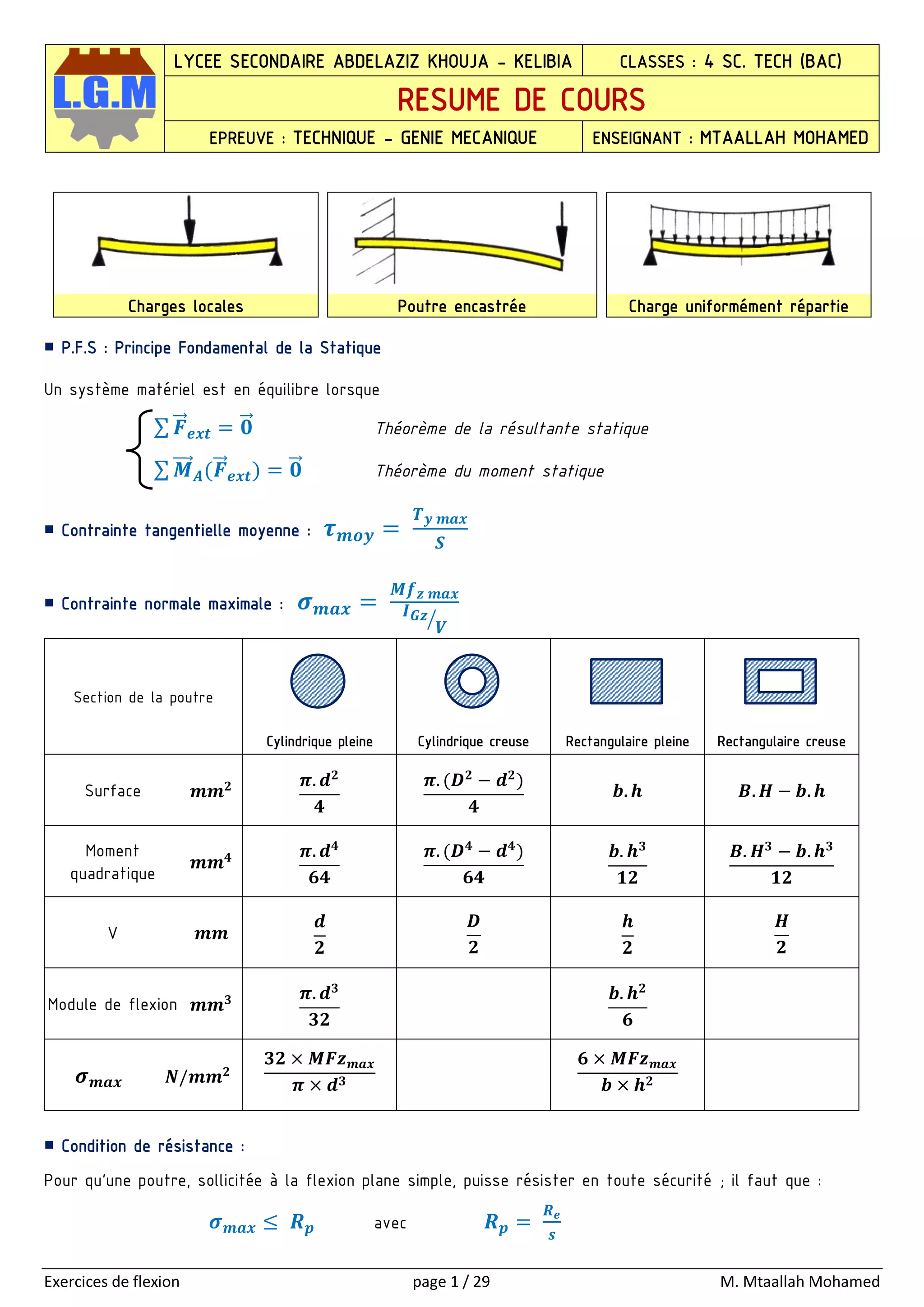 Exercices Flexion Plane Simple | PDF