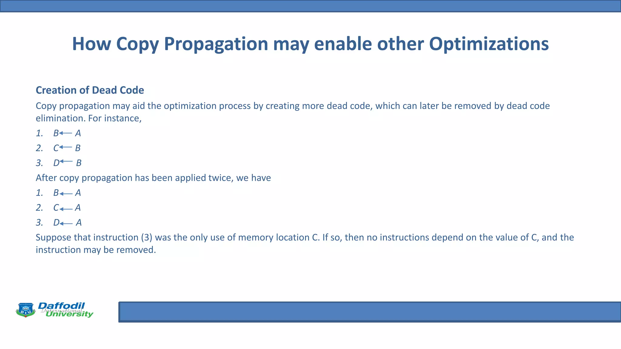 Copy propagation | PPTX | Programming Languages | Computing
