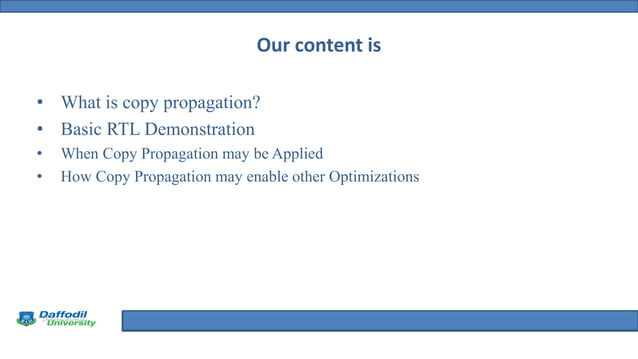 Copy propagation | PPTX | Programming Languages | Computing