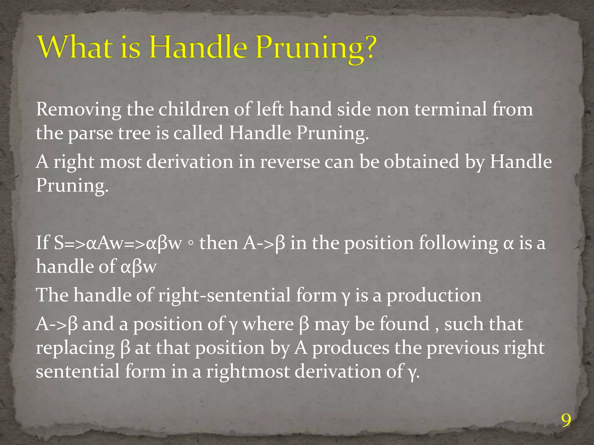 Reduction & Handle Pruning | PPTX