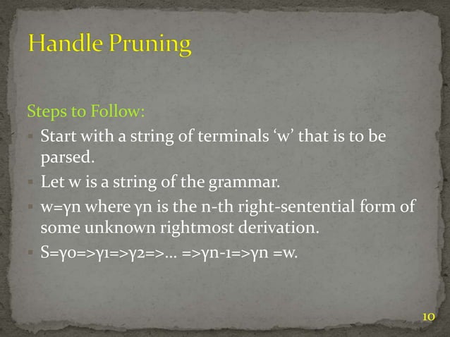 Reduction & Handle Pruning | PPTX