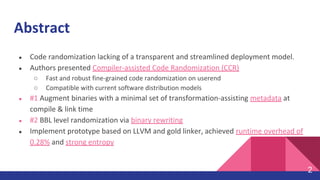 Compiler assisted code randomization S&P'18 | PDF