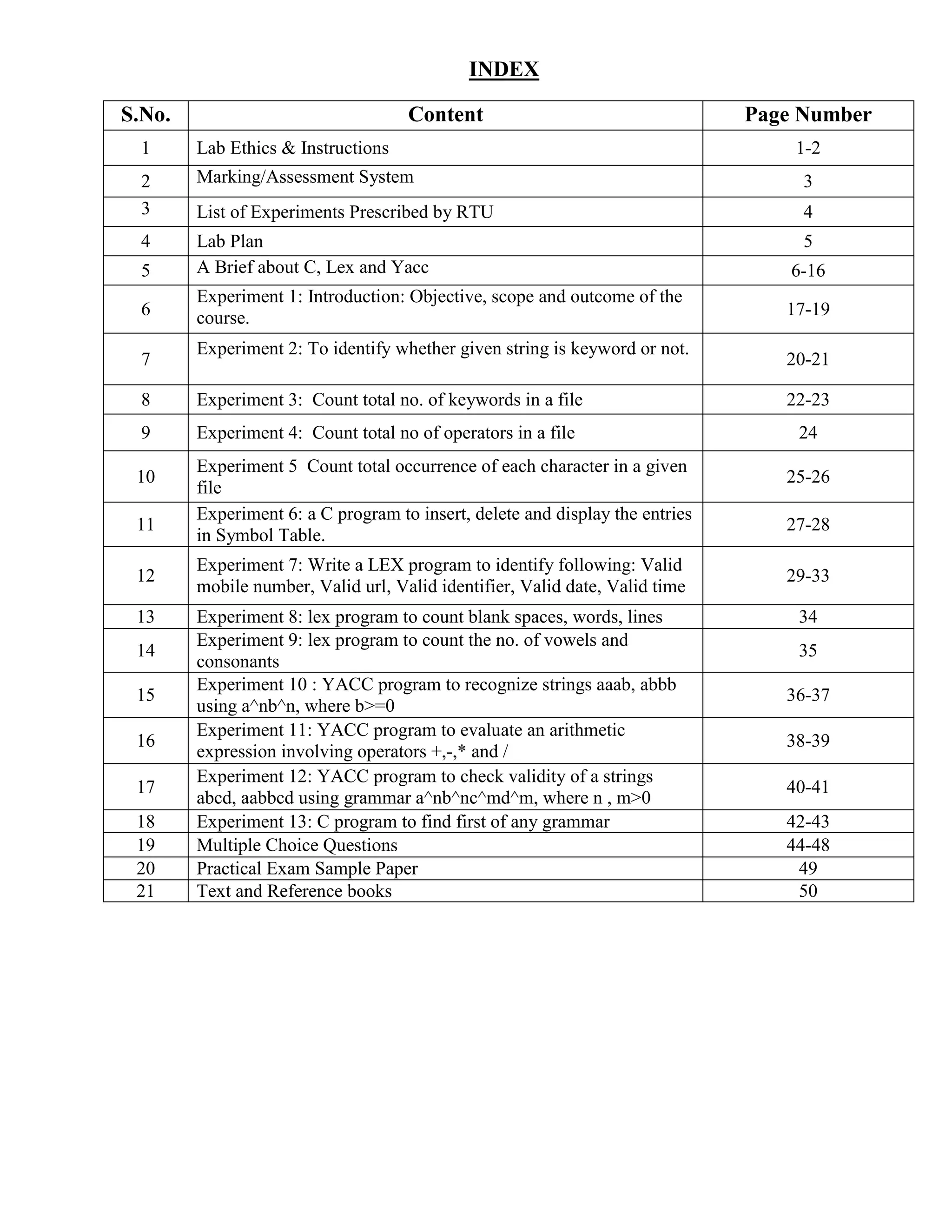 Compiler design-lab-manual v-cse | PDF