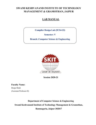 Compiler design-lab-manual v-cse | PDF