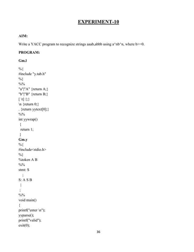 Compiler design-lab-manual v-cse | PDF
