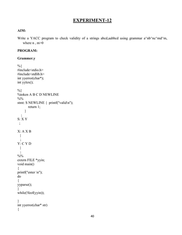 Compiler design-lab-manual v-cse | PDF