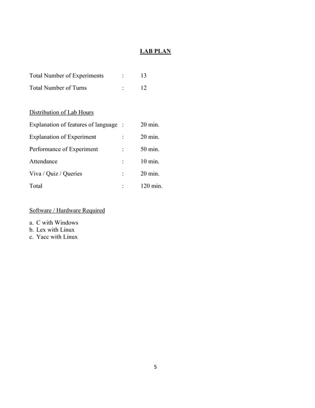 Compiler design-lab-manual v-cse | PDF