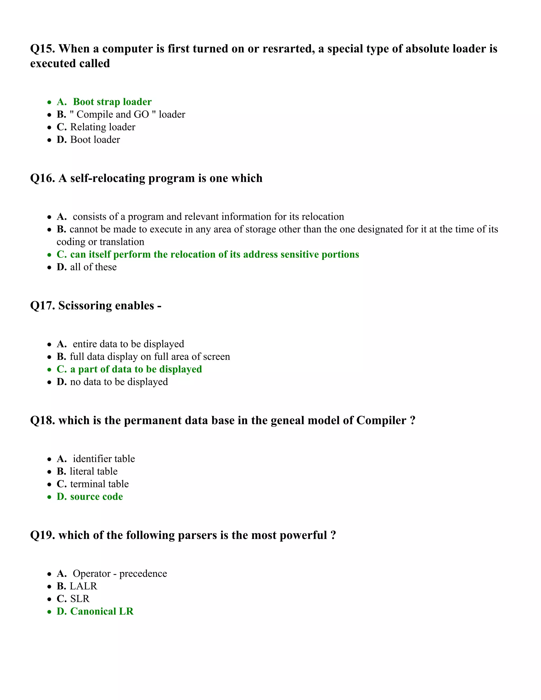 Compiler Design Quiz | PDF