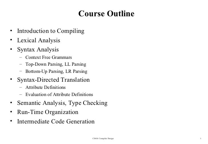 Compiler Design Overview Compiler Design Overview