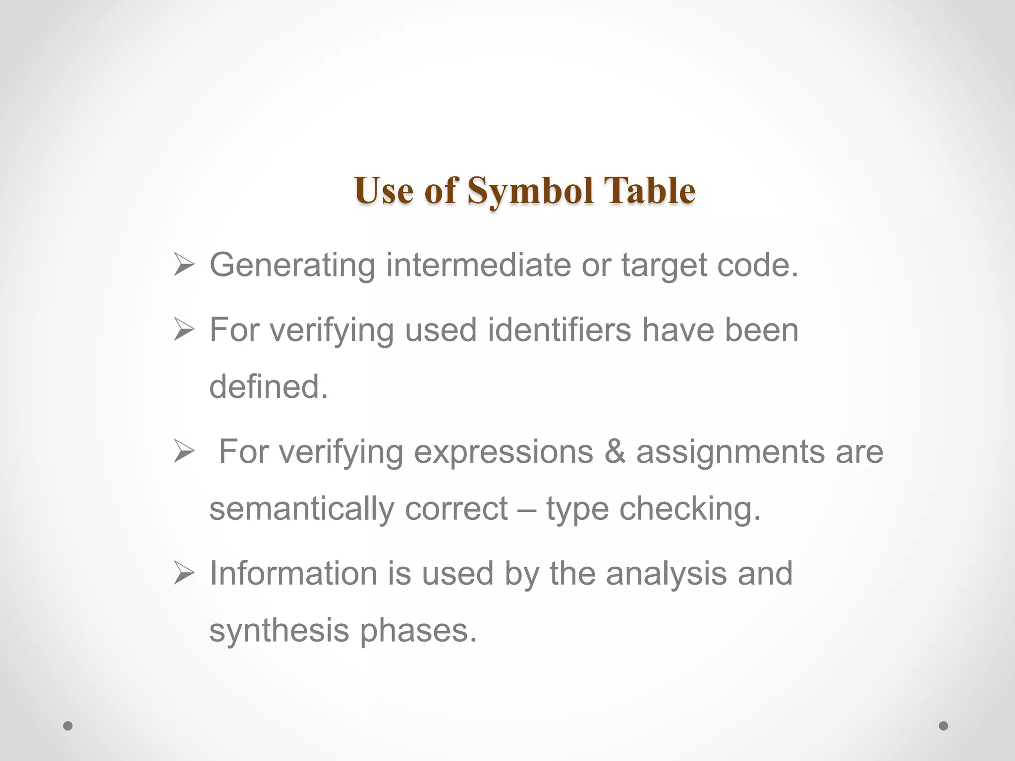 Compiler and symbol table | PPTX