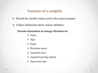 Compiler and symbol table | PPTX