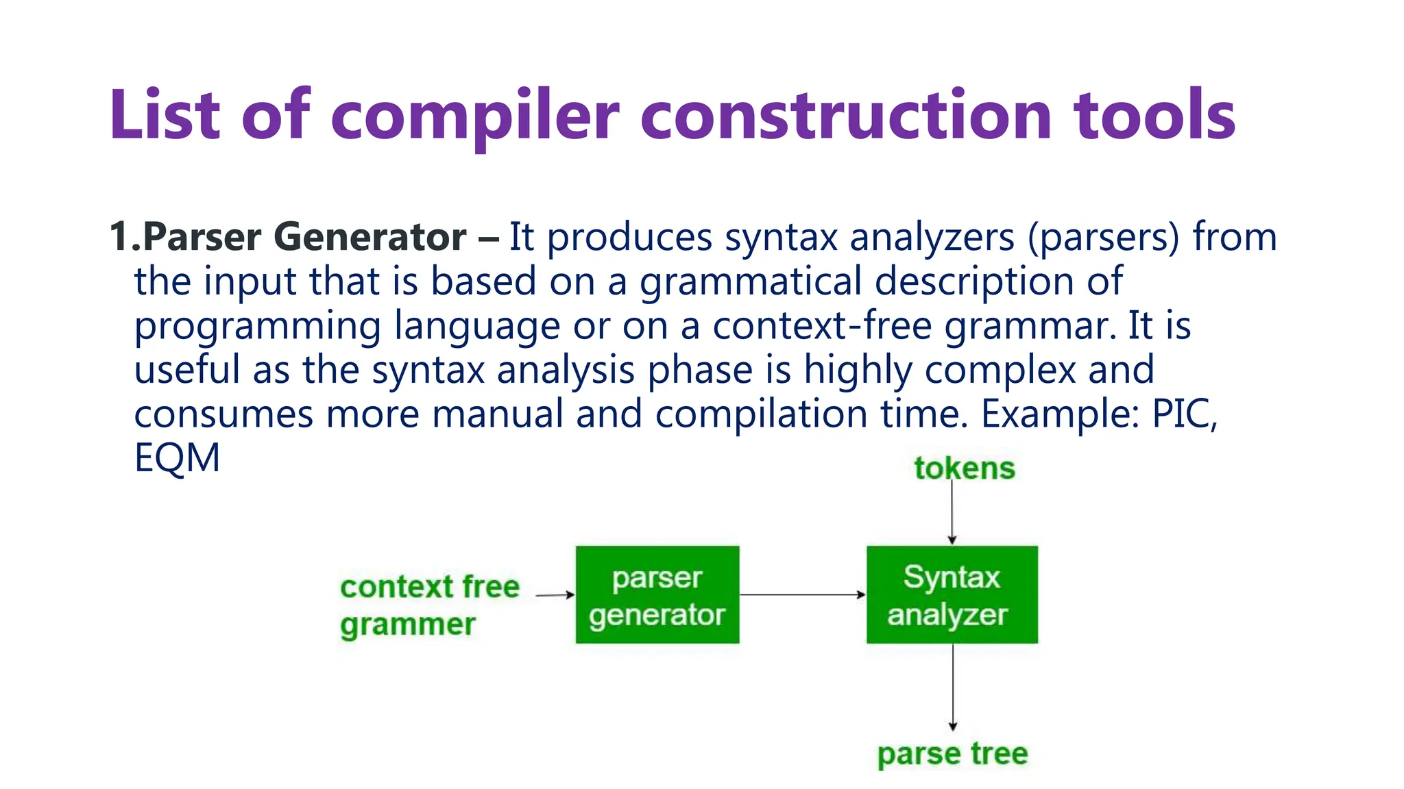compiler construction tool in computer science . | PPTX