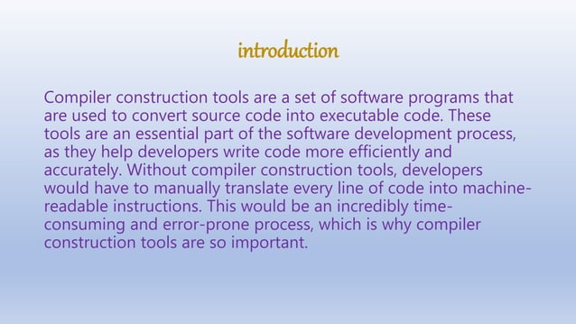 compiler construction tool in computer science . | PPTX