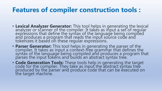 compiler construction tool in computer science . | PPTX