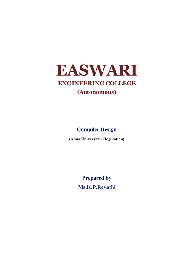 COMPILER DESIGN.docx | Programming Languages | Computing