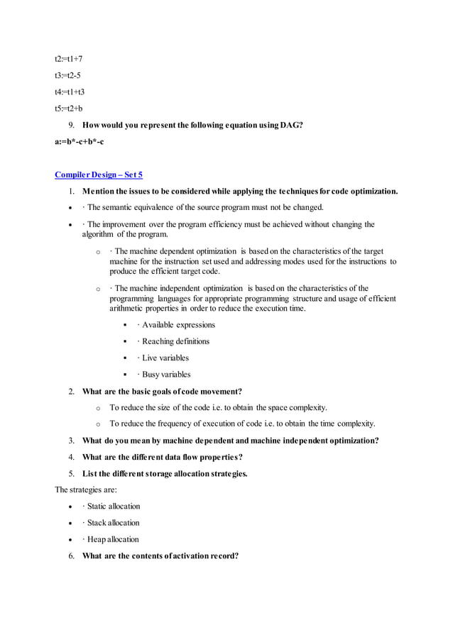 Compiler design important questions | DOCX | Programming Languages | Computing