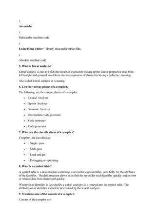 Compiler design important questions | DOCX | Programming Languages ...