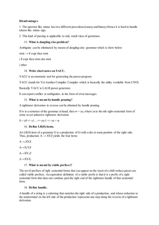Compiler design important questions | DOCX