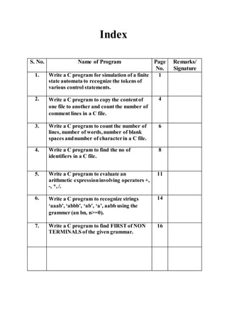 Compiler Design Lab File | PDF