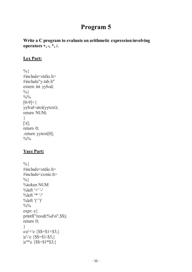 Compiler Design Lab File | PDF