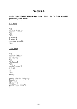 Compiler Design Lab File | PDF