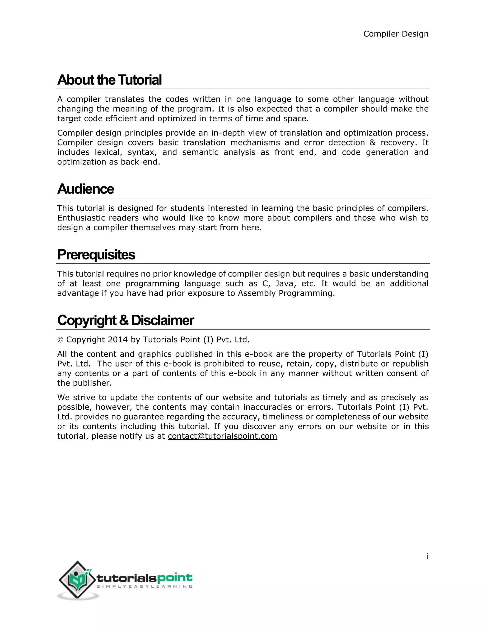 Compiler design tutorial | PDF