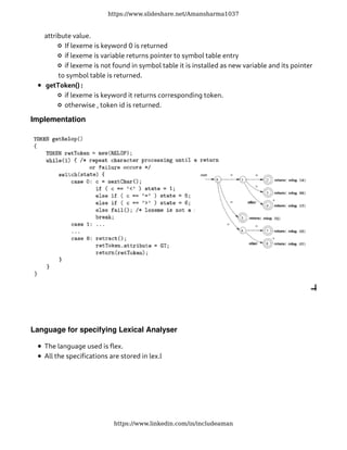 Lexical Analysis - Compiler design | PDF