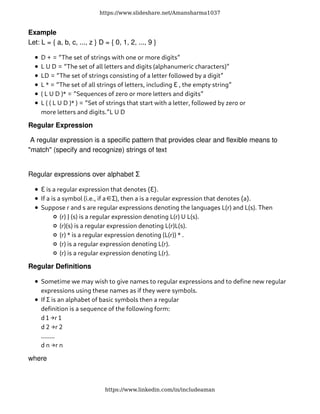 Lexical Analysis - Compiler design | PDF