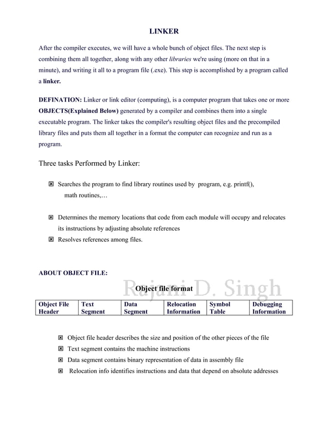 Compiler linker loader | DOC