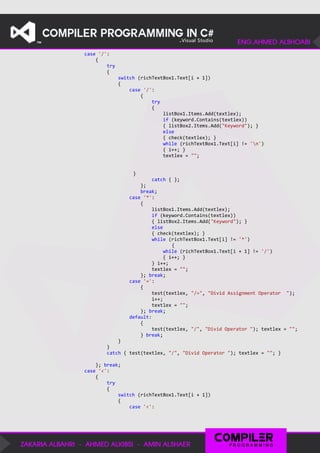Compiler programming in c# report | PDF