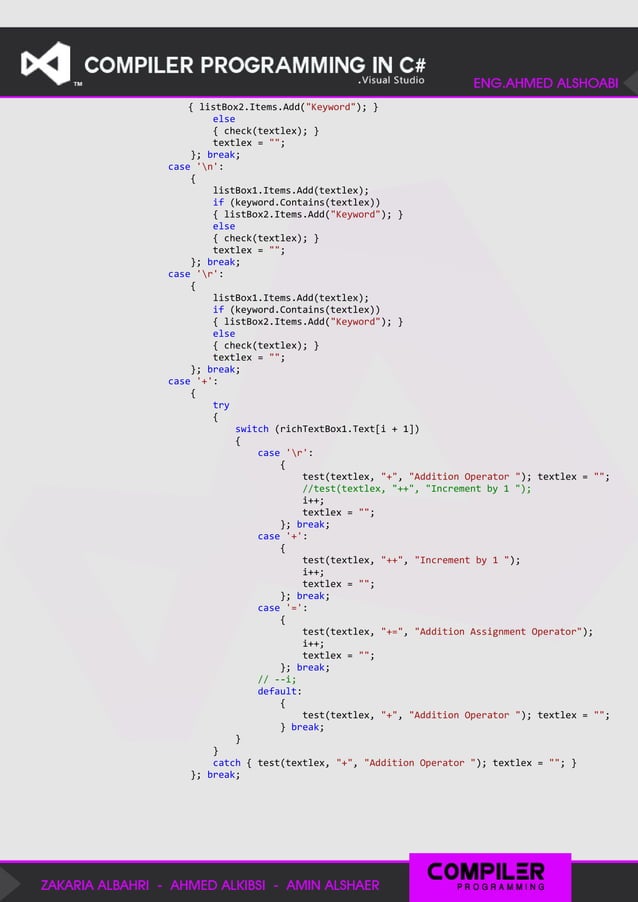 Compiler programming in c# report | PDF