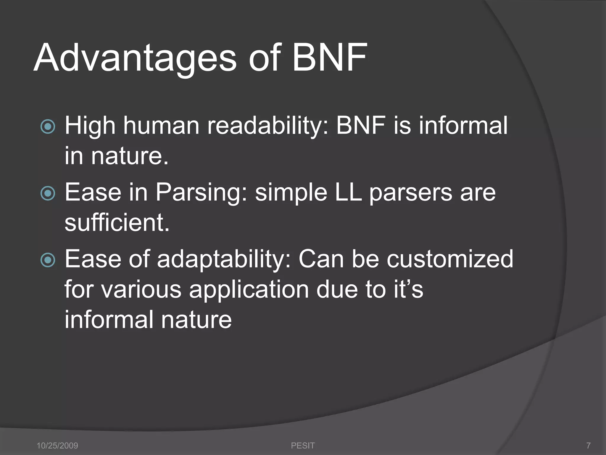Backus Naur and Chomsky Normal Forms | PPTX