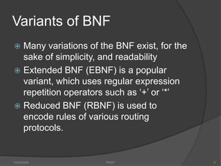 Backus Naur and Chomsky Normal Forms | PPTX