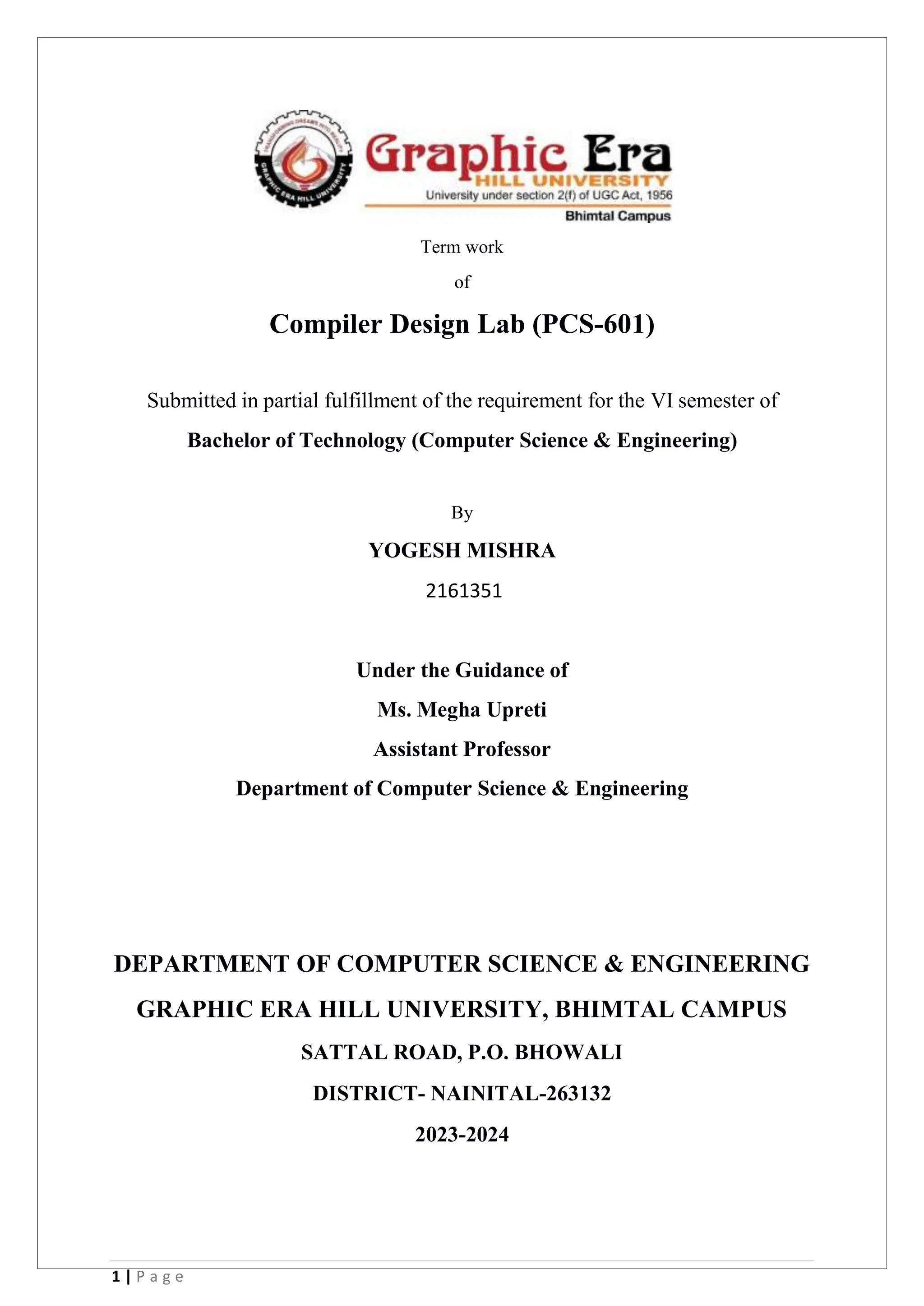 compiler_yogesh lab manual graphic era hill university.docx