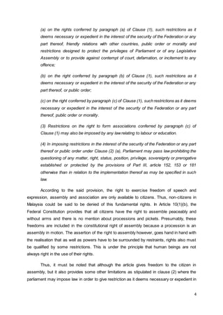 Unlawful Assembly Law in Malaysia in Regards of Peaceful Assembly Act ...