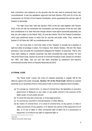 Unlawful Assembly Law in Malaysia in Regards of Peaceful Assembly Act ...