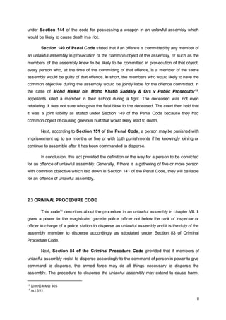 Unlawful Assembly Law in Malaysia in Regards of Peaceful Assembly Act ...