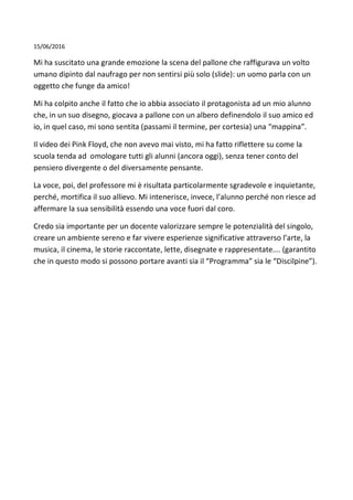 Compito 1 riflessione metacognitiva videoclip | PDF