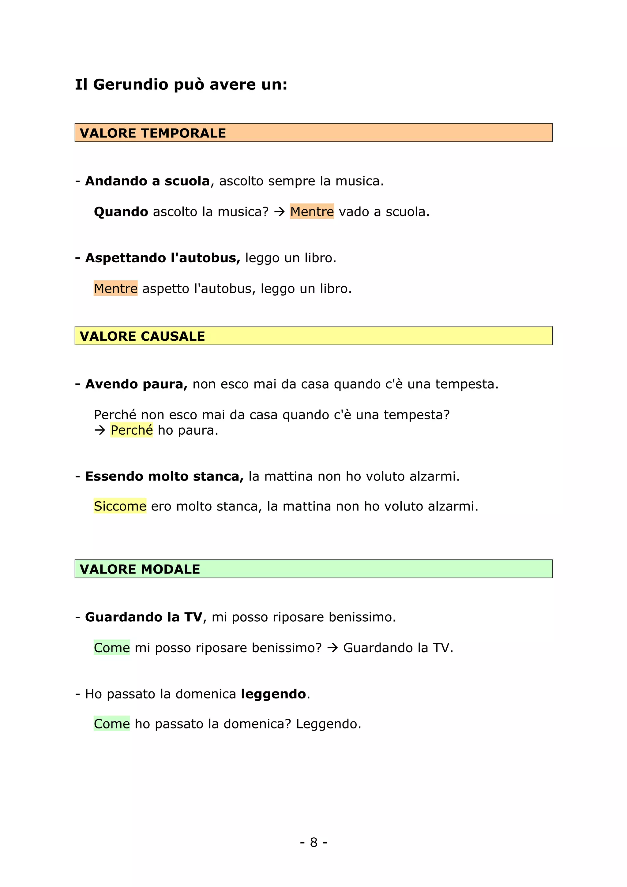 Compito grammatica gerundio a2 - | DOC