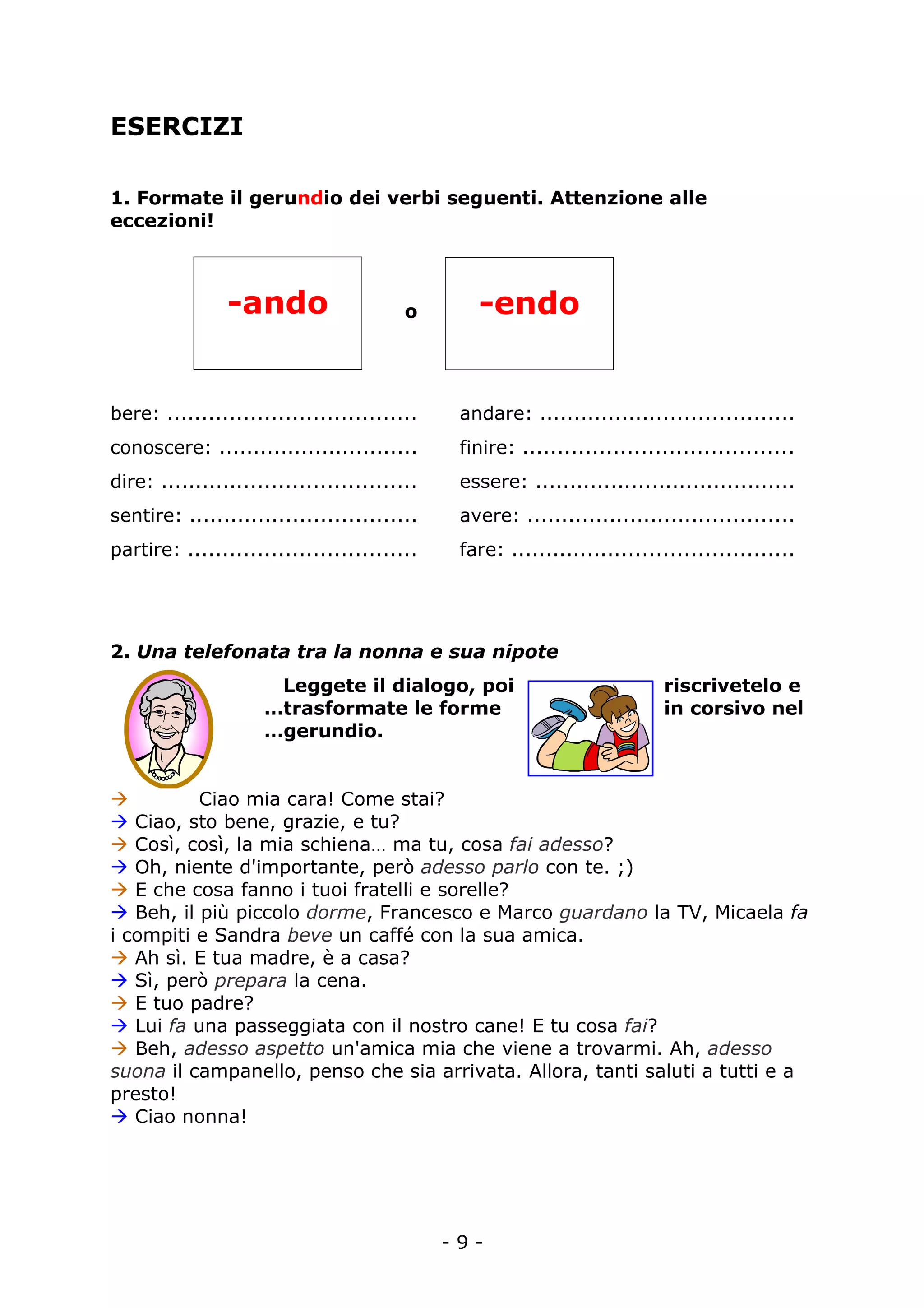 Compito grammatica gerundio a2 - | DOC