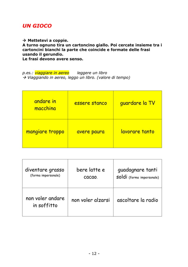 Compito grammatica gerundio a2 - | PDF