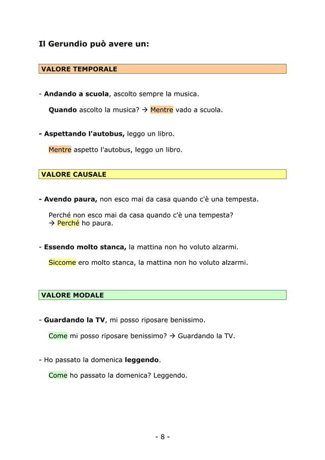 Compito grammatica gerundio a2 - | PDF