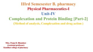 Complexation and Protein Binding [Part-2] (Method of analysis ...