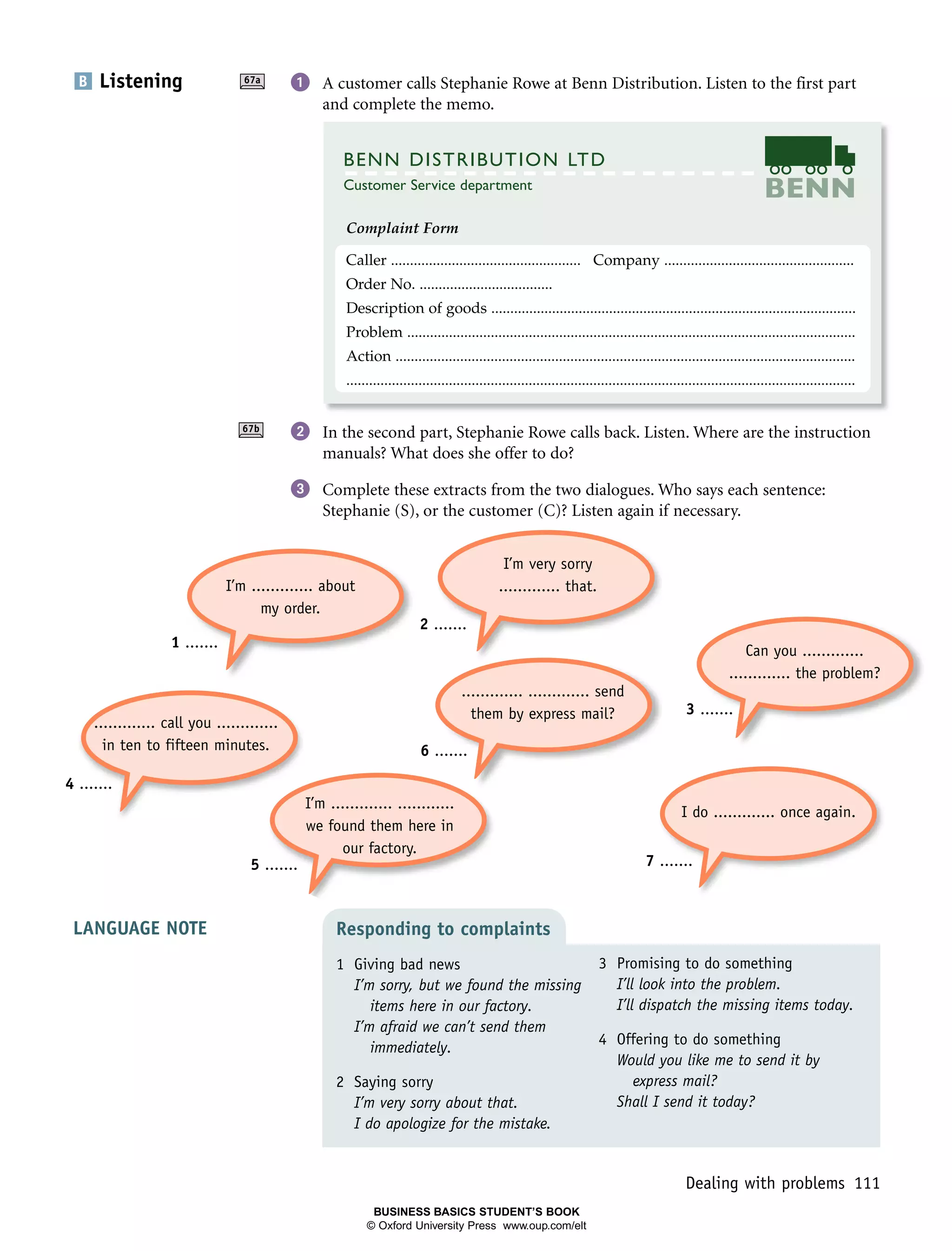 Complaining and apologizing | PDF