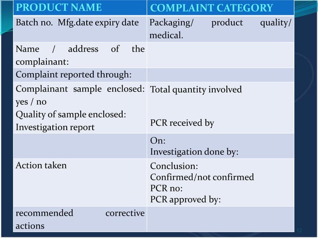 Complaint and recall handling | PPTX | Recalls | Consumer Issues