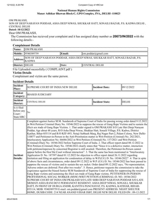 Complaint dated 09.12.2022 against Justice M.M.Sundaresh of SC to NHRC.pdf