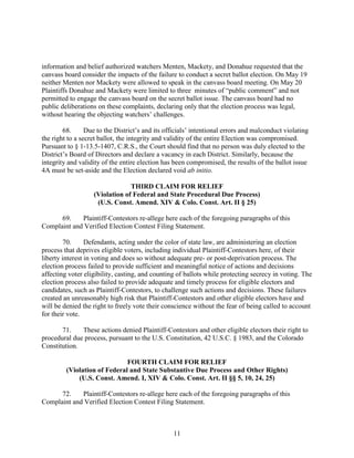 Complaint Election Contest Statement - CUT v. WMFPD | PDF