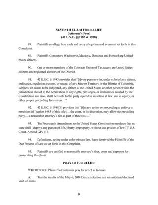 Complaint Election Contest Statement - CUT v. WMFPD | PDF